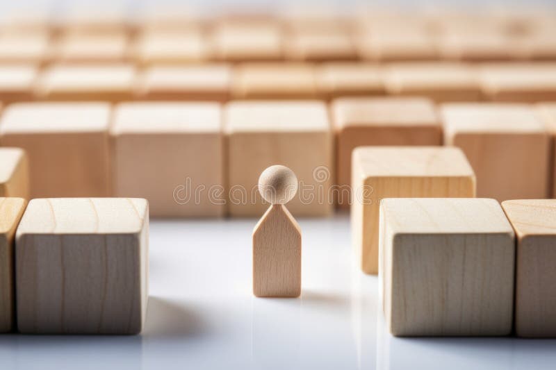 Group of Wooden Blocks Surrounding One in the Center Stock Illustration ...