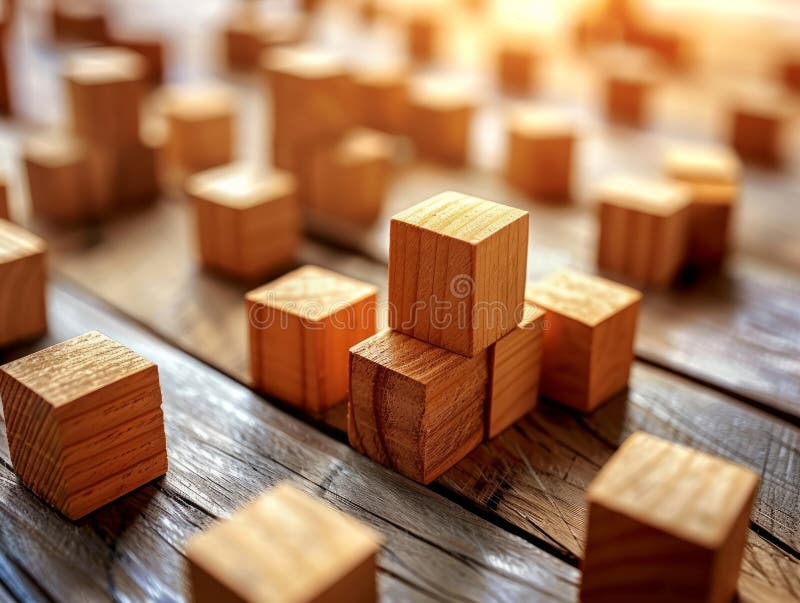 A Group of Wooden Blocks on a Wooden Table Stock Image - Image of table ...