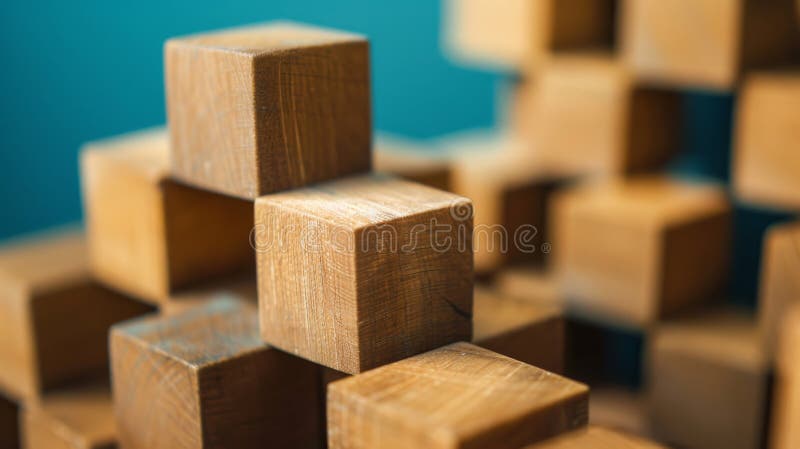 Group of Wooden Blocks on Table Stock Photo - Image of arrangement ...