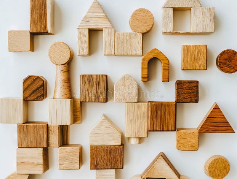 A Group of Wooden Blocks on a White Surface Stock Image - Image of ...
