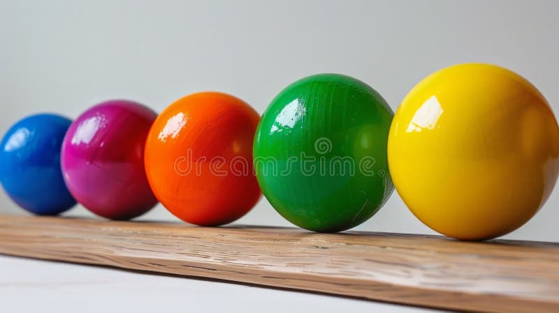 Group of Wooden Color Balls in Line Stock Photo - Image of kids ...