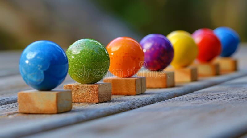 Group of Wooden Color Balls in Line Stock Image - Image of pretty ...