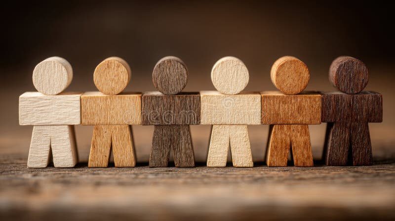 Group of Wooden People Icons Depicting Leadership Style Chart Matrix ...