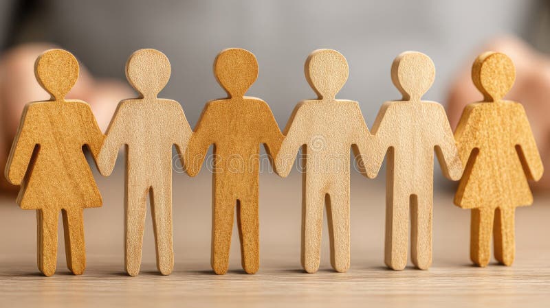 A Group of Wooden People Representing Social Dividend and Universal ...