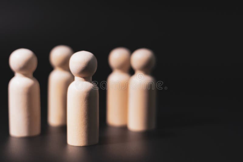 Group of Wooden Puppet Blocks and Copy Space, Black Background ...