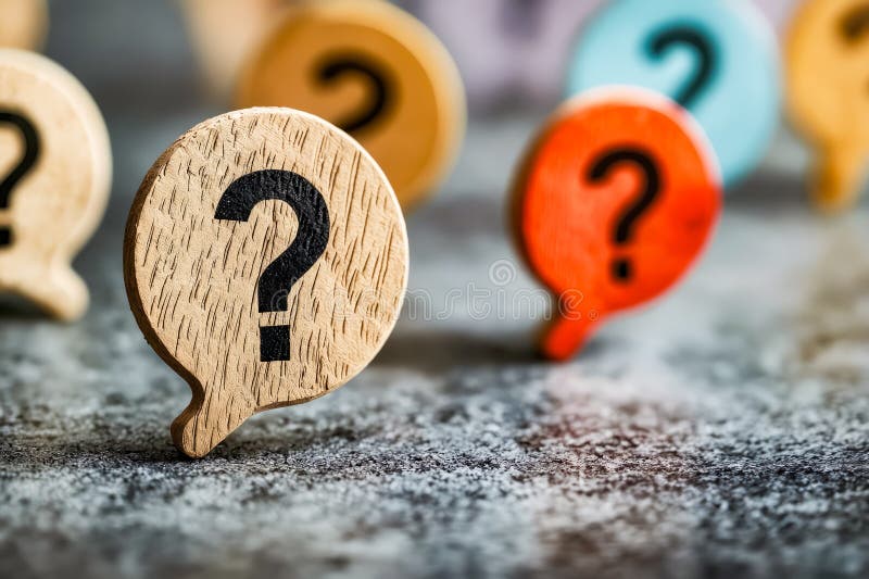 Group of Wooden Question Marks on Table. Generative AI Stock Photo ...