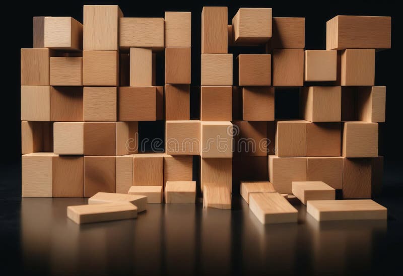A Group of Wooden Square Blocks Arranged Stock Illustration ...