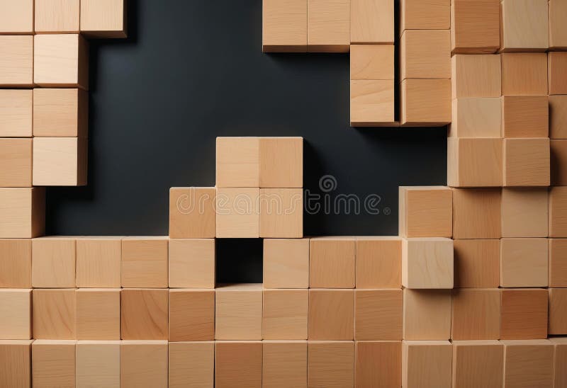 A Group of Wooden Square Blocks Arranged Stock Illustration ...