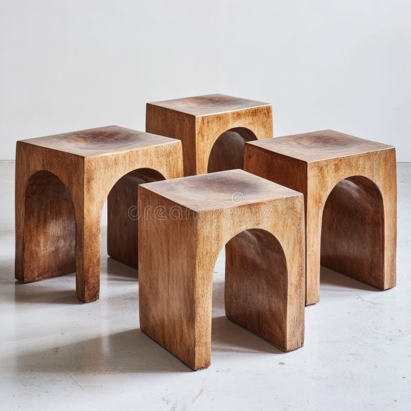A Group of Wooden Stools Placed Together, Suitable for Various Settings ...