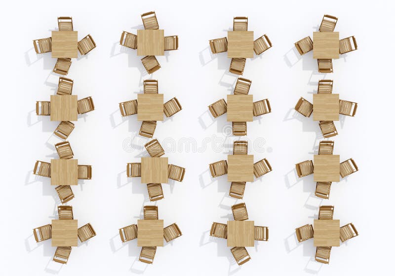 Group of Wooden Tables with Chairs Top View Stock Illustration ...