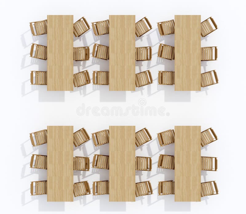 Group of Wooden Tables with Chairs Top View Stock Illustration ...
