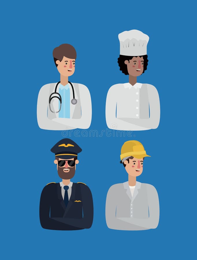 Group of Workers Avatars Characters Stock Vector - Illustration of ...