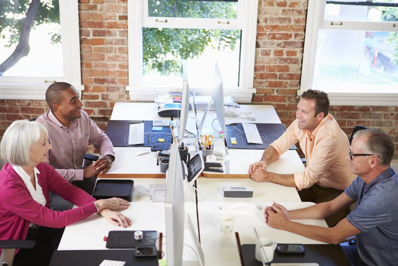 Group of Workers at Desks in Modern Design Office Stock Photo - Image ...