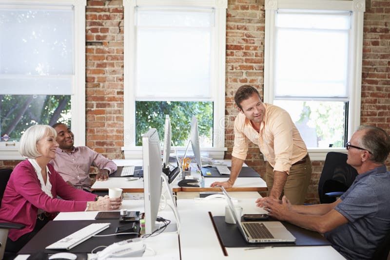 Group of Workers at Desks in Modern Design Office Stock Photo - Image ...