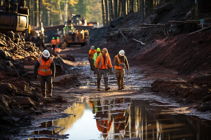 A Group of Workers at a Drilling Site. Stock Photo - Image of dangerous ...