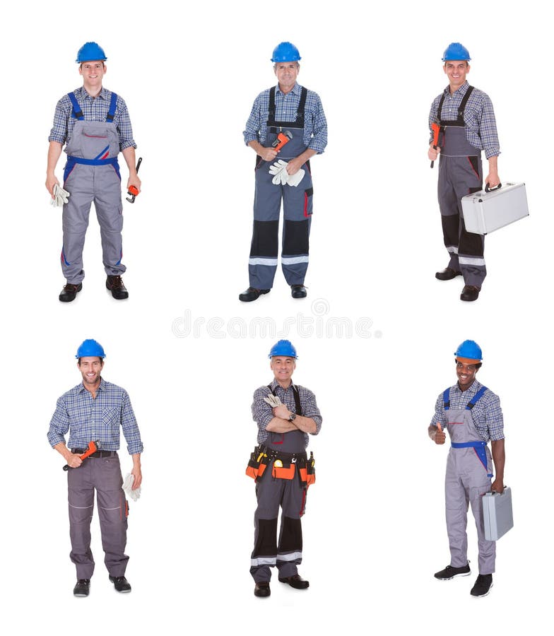 Group of Workers with Equipment Stock Image - Image of builder ...