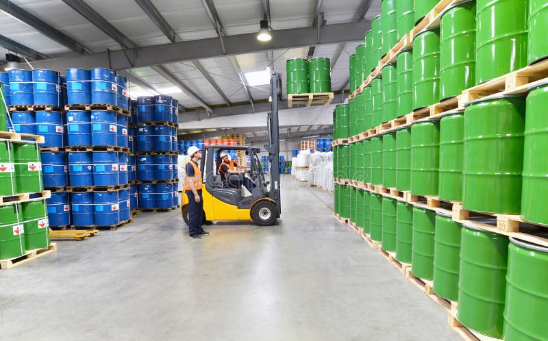 Group of Workers in the Logistics Industry Work in a Warehouse W Stock ...