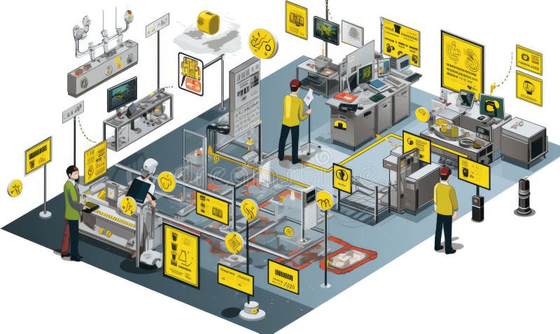 Group of Workers in a Manufacturing Plant Stock Illustration ...