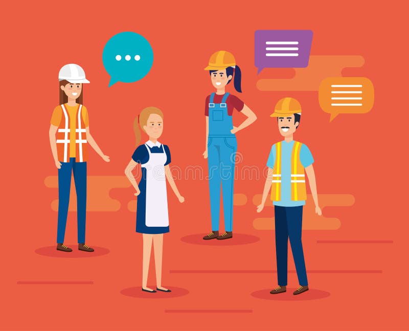 Industrial Talking Workers Stock Illustrations – 166 Industrial Talking ...