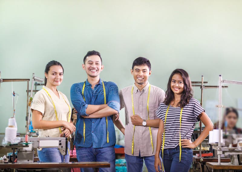 Group of Workers in Textile Factory Stock Image - Image of procedure ...