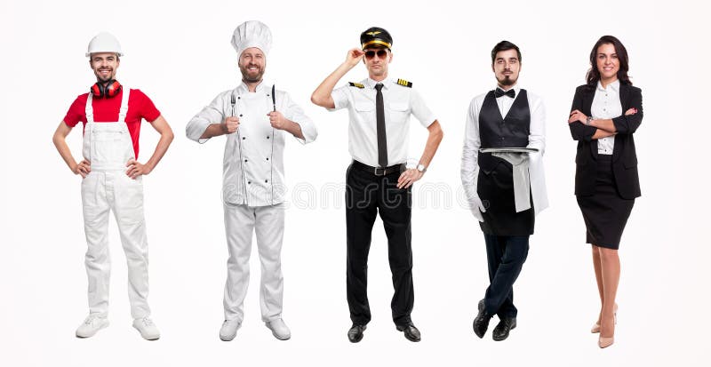 Group of Workers in Uniforms Standing in Studio Stock Photo - Image of ...