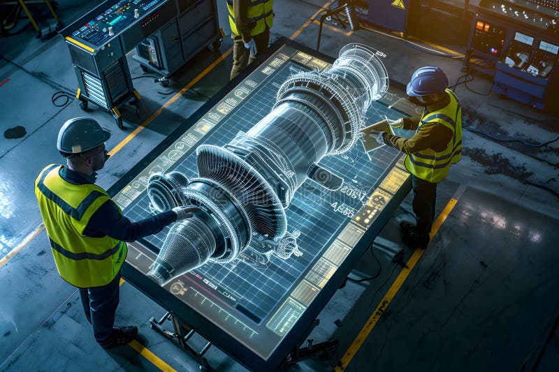 A Group of Workers are Working on a 3D Model of a Machine Generated by ...