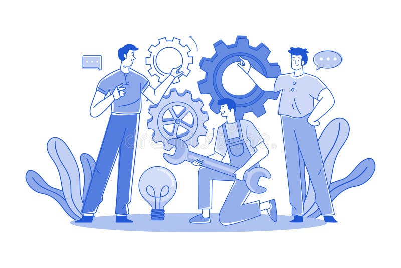 A Group of Workers Working on Projects in a Team Stock Vector ...