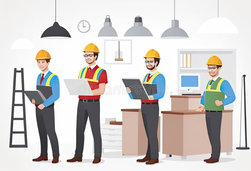Group of Workmen. Generative Ai Stock Illustration - Illustration of ...