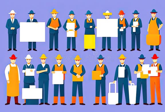 Group of Workmen. Generative Ai Stock Illustration - Illustration of ...