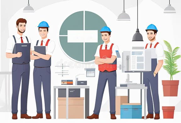 Group of Workmen. Generative Ai Stock Illustration - Illustration of ...