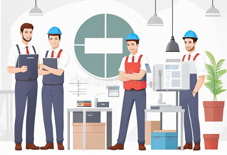 Group of Workmen. Generative Ai Stock Illustration - Illustration of ...