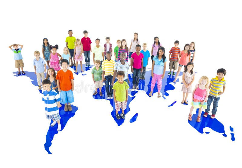 Group of World Children with World Map Stock Image - Image of girls ...