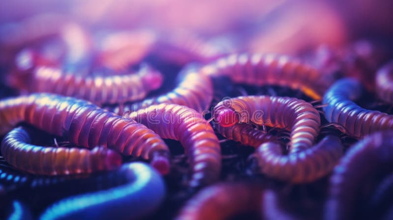 A Group of Worms with Bright Colors, AI Stock Illustration ...