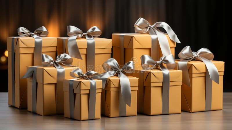 A Group of Wrapped Presents. Generative AI. Stock Illustration ...