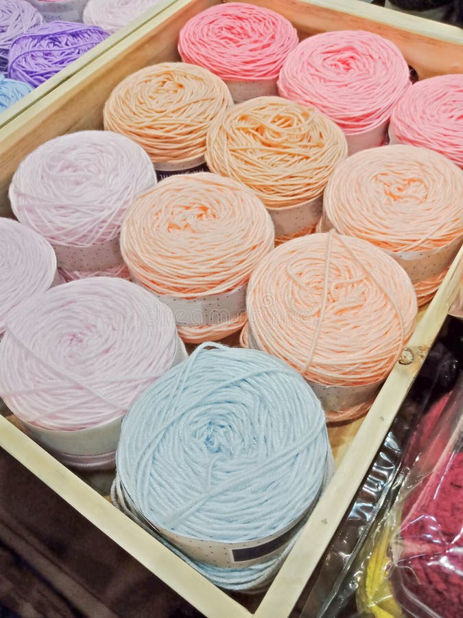 Group of Yarn Ball with Pastel Color Stock Image - Image of hobby ...