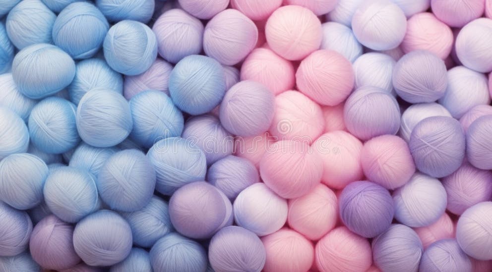 A Group of Yarns in Various Colors Over a Pink Background Stock ...