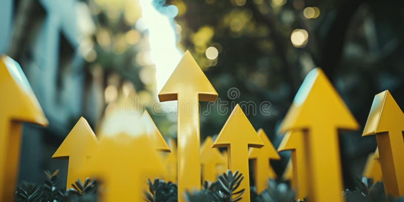 Group of Yellow Arrows Pointing in Various Directions. Versatile Image ...