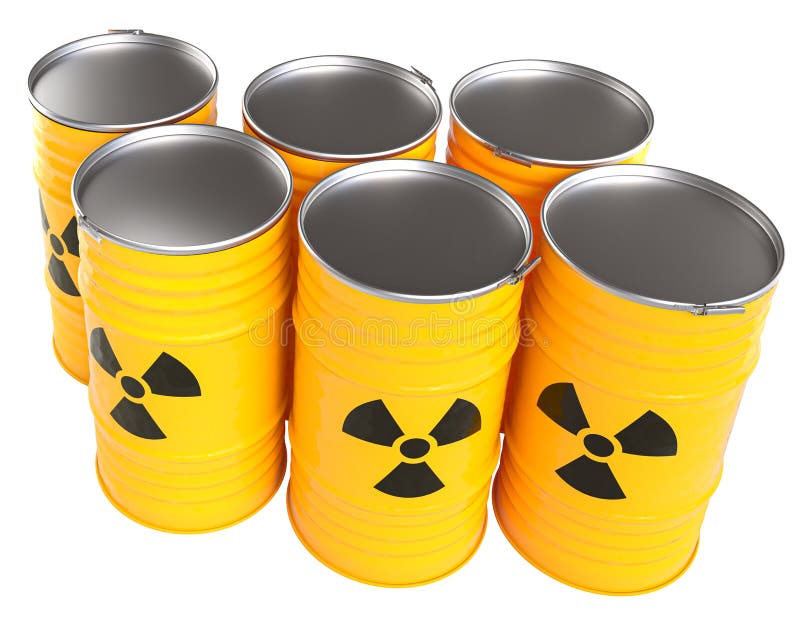 Group of Yellow Barrels Containing Radioactive Materials Stock ...