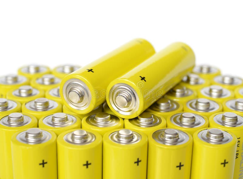Group of yellow batteries. stock photo. Image of group - 70677354