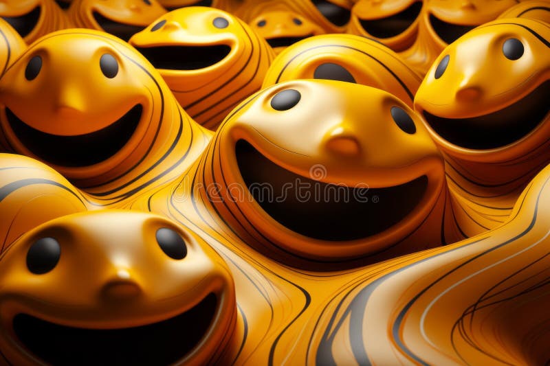 A Group of Yellow and Black Smiling Faces Stock Illustration ...