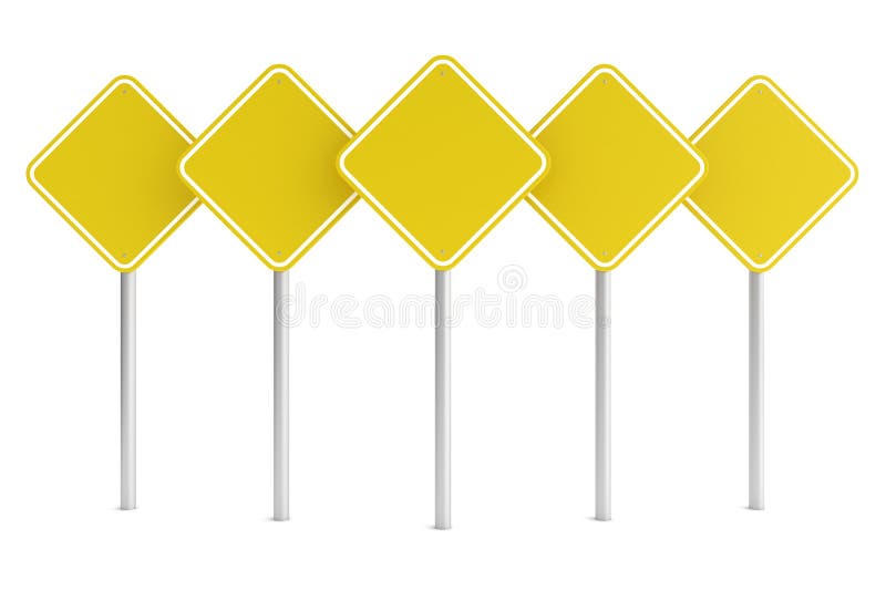 Group Of Yellow Blank Rectangle Road Signes Stock Illustration ...