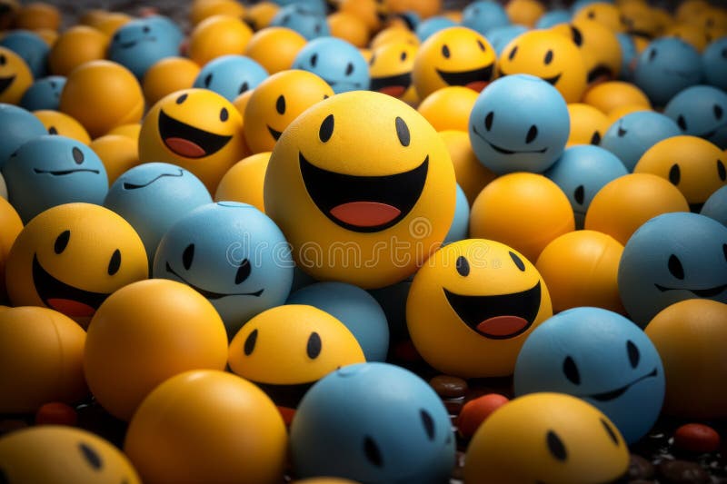 A Group of Yellow and Blue Smiley Faces Stock Illustration ...