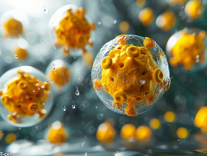 A Group of Yellow Cells Floating in Water Stock Image - Image of ...