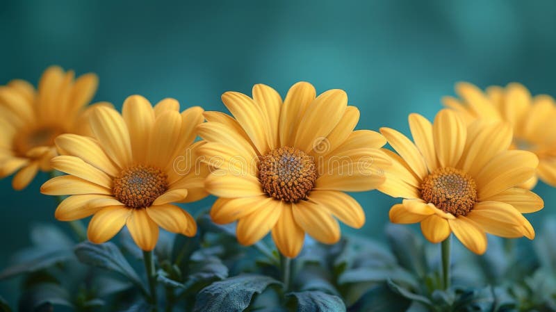 A Group of Yellow Flowers are Shown in a Close Up, AI Stock Image ...