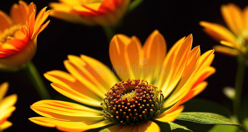 A Group of Yellow Flowers in a Vase. Stock Photo - Image of vibrant ...