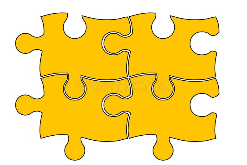 Group of Yellow Paper Jigsaw Puzzles Stock Illustration - Illustration ...