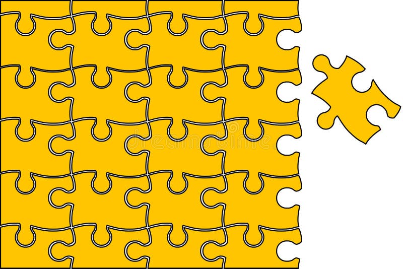 Group of Yellow Paper Jigsaw Puzzles Stock Illustration - Illustration ...