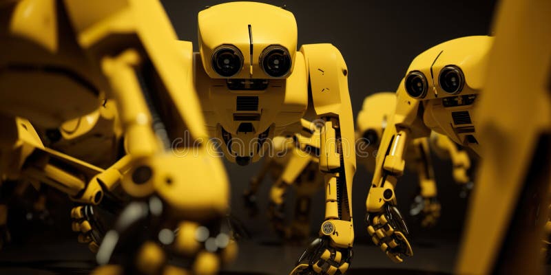 Two Robots, One Red and the Other Blue, Fighting in Futuristic Battle ...