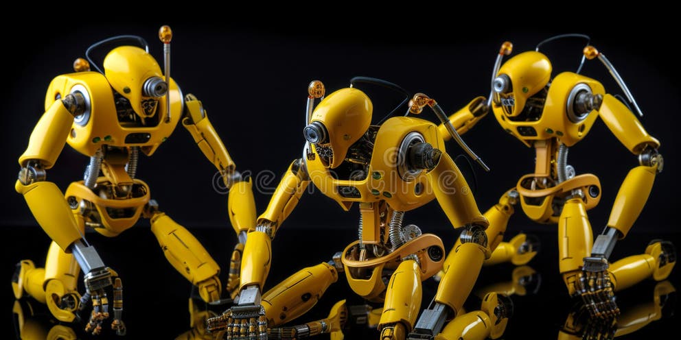 A Group of Yellow Robots Standing Next To Each Other. AI Generative ...