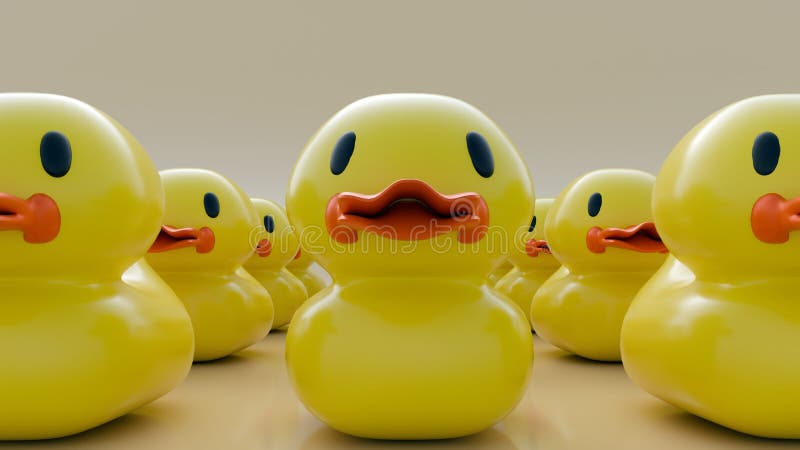 Group of Yellow Rubber Ducks with Orange Beaks. Stock Illustration ...